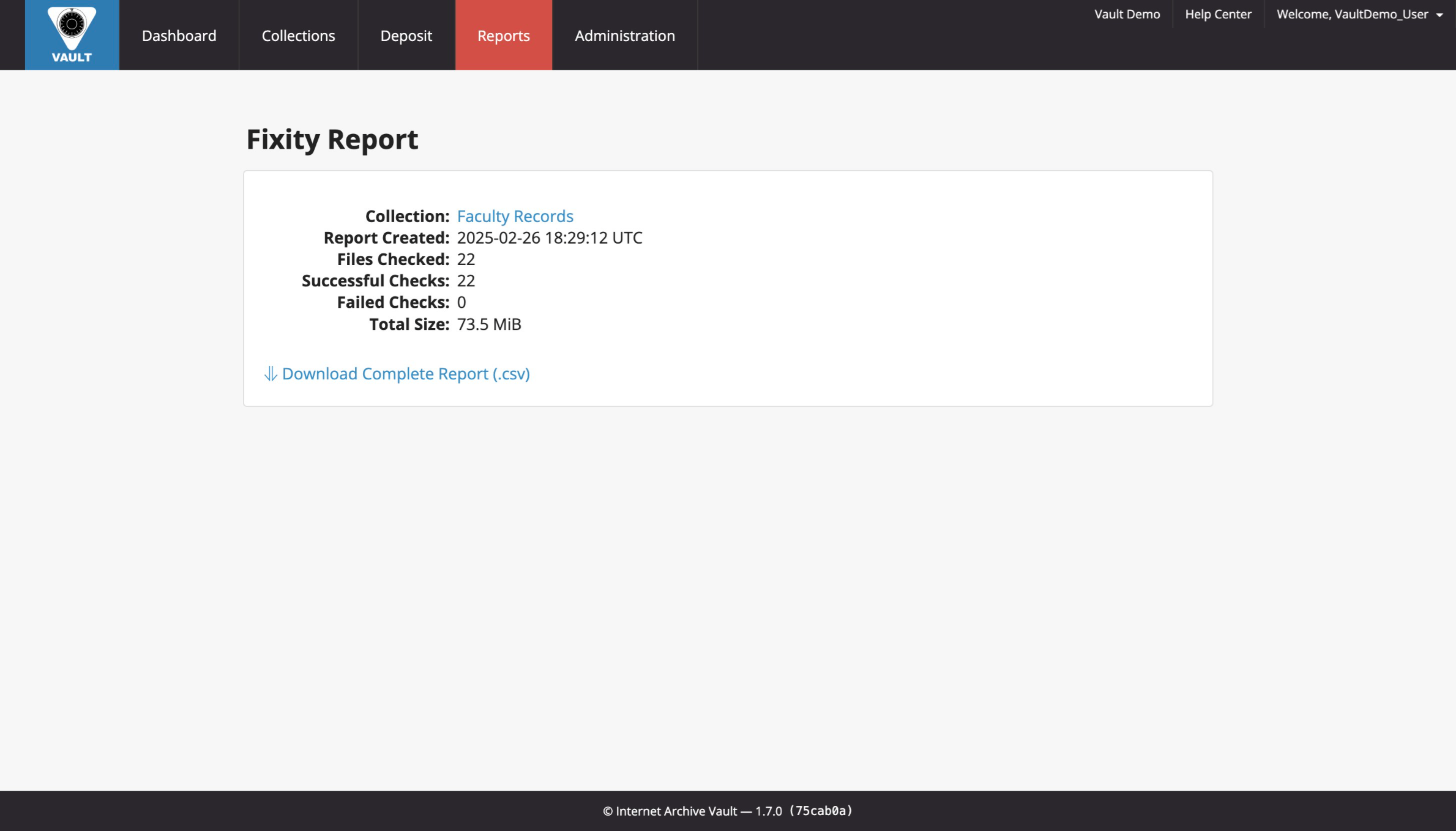 Interpreting Fixity Reports – Vault Support